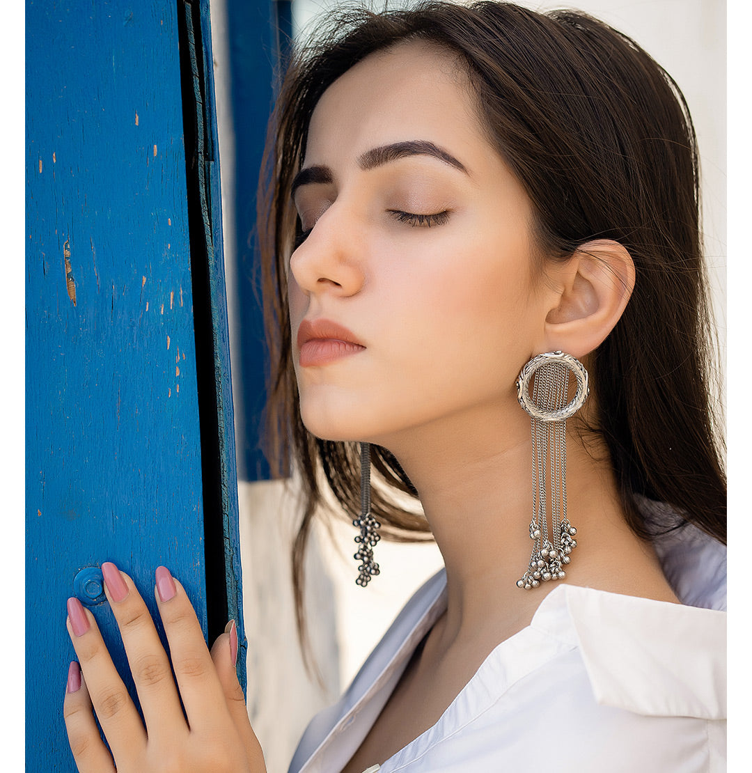 Silver Tribal Hoop Tassels – Hyperbole Accessories